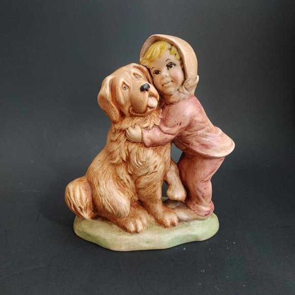 Accents | Vintage Figurine Girl With Dog Ceramic Hand Painted Hug Best ...